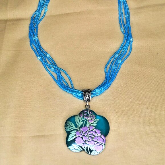 Island Willow Boutique | Jewelry | Nwt Blue Beaded Necklace Lavender ...